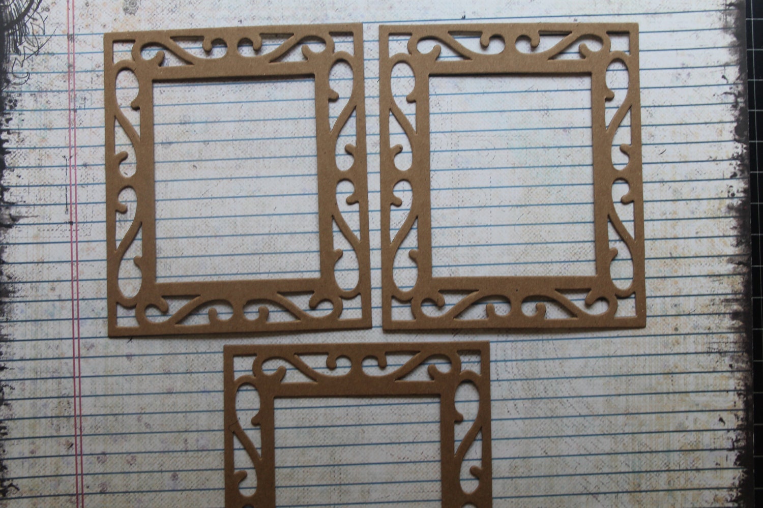 3 Bare chipboard Fancy Scroll Rectangle Frame Die by studioCee
