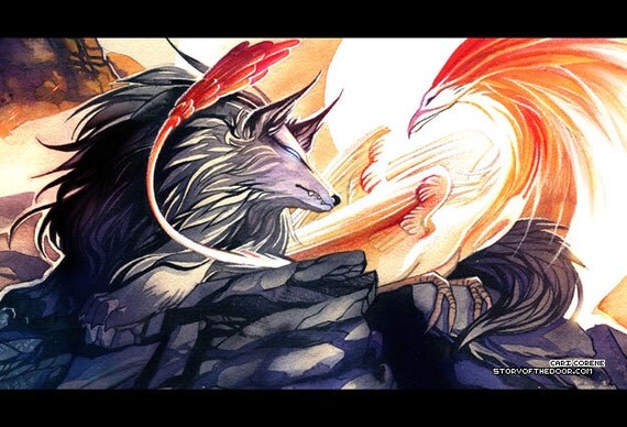 Phoenix and Wolf 4x6 Postcard