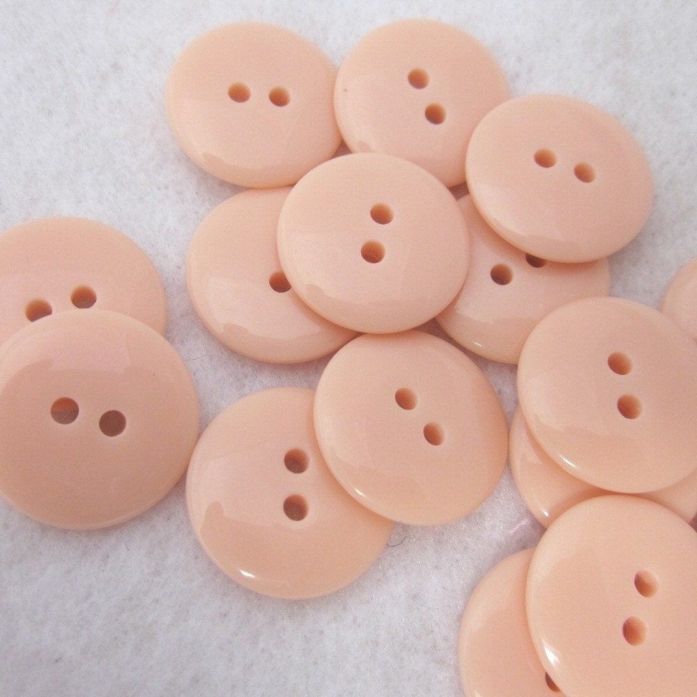 Plain Gloss Pale Peach Buttons 20mm 24 pieces from Overspill on Etsy Studio