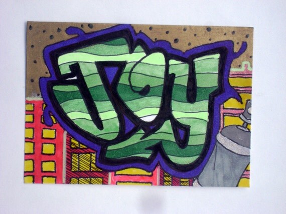 Items similar to Christmas ACEO Joy Art Graffiti Urban Spray Aerosol ...