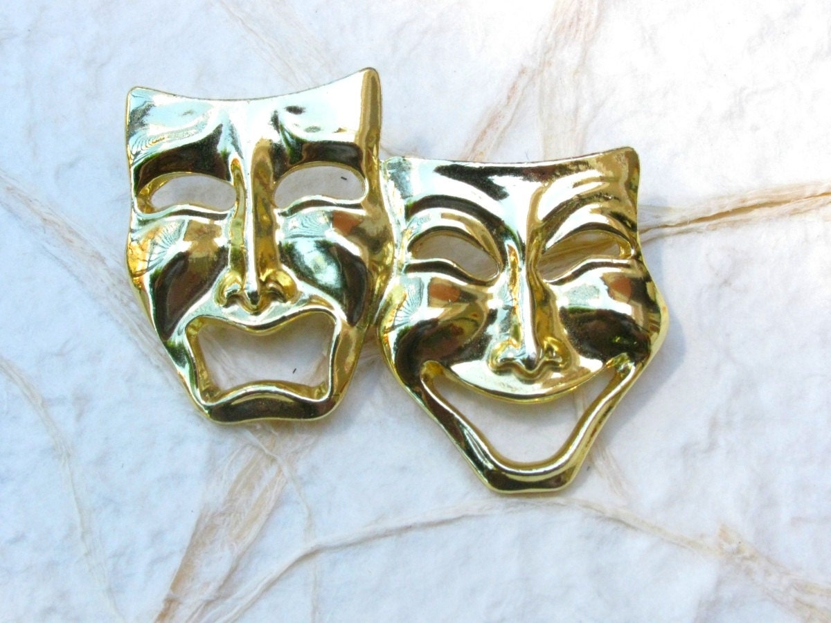 Comedy Tragedy Masks Brooch Pin Theater Thespian Award