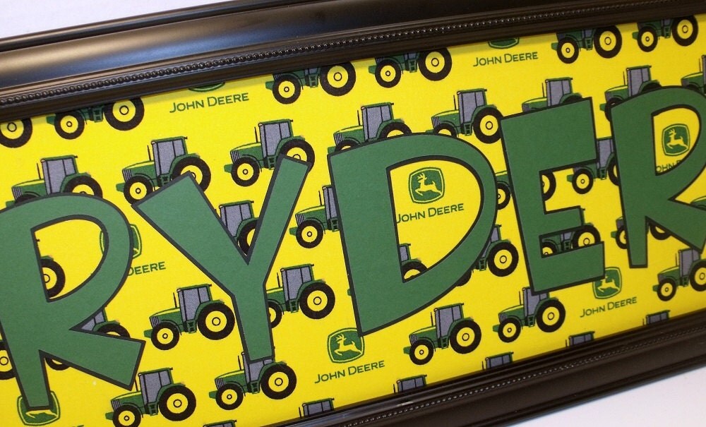 John Deere Tractor Boys Decor Personalized Name Frame 8x20