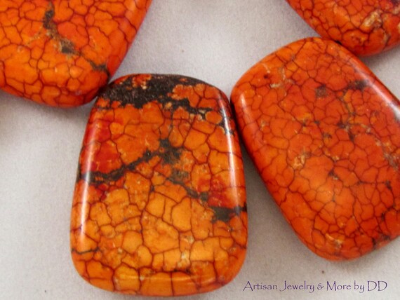 Dyed Red Turquoise Stone Cabochons by ArtisanJewelrybyDD on Etsy