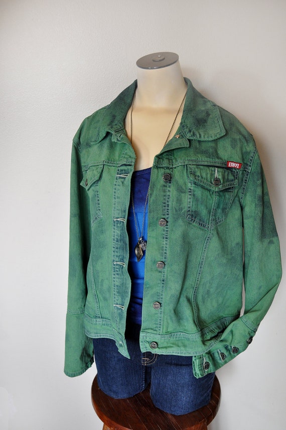 Dyed Denim JACKET Kelly Green Hand Dyed by DavidsonStudio on Etsy