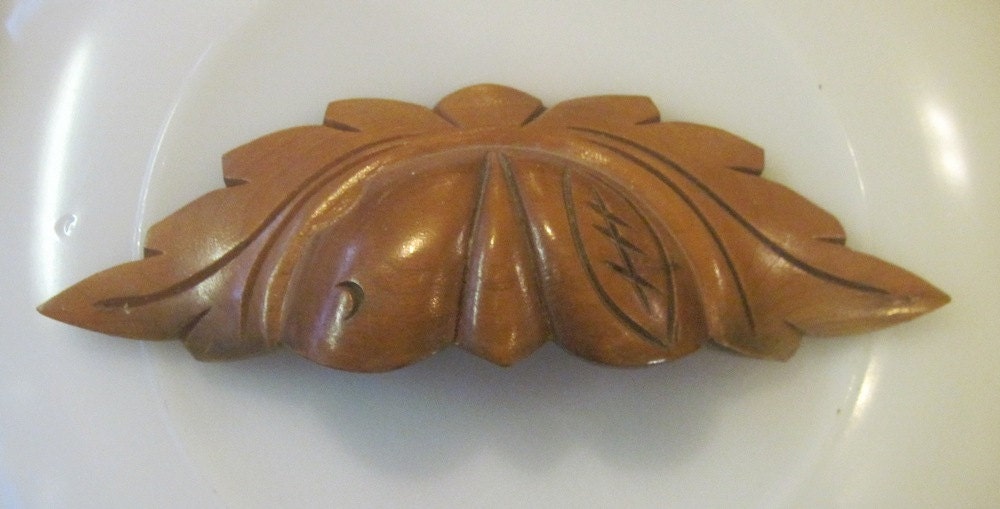 pair of cherry hand carved fruit and nut drawer pulls vintage 3 inch ...