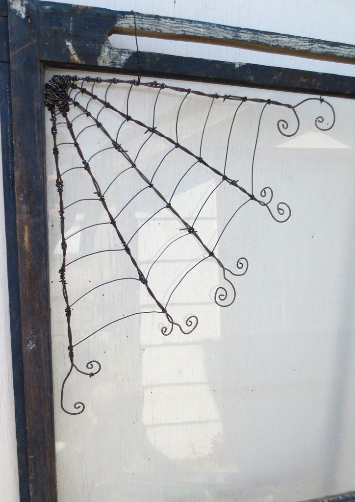 Wicked Wee Barbed Wire Corner Spider Web by thedustyraven on Etsy