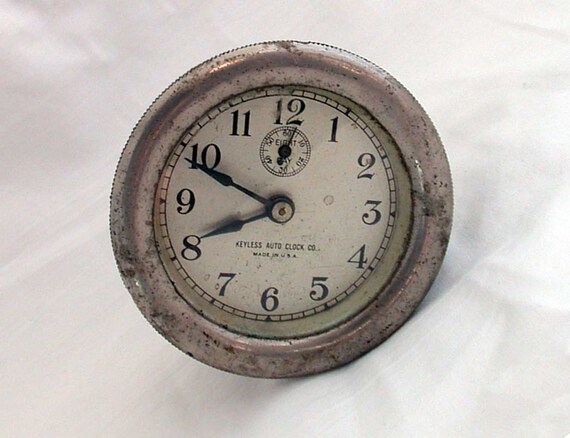 Antique 1912 Auto Clock from Keyless Car Clock Company