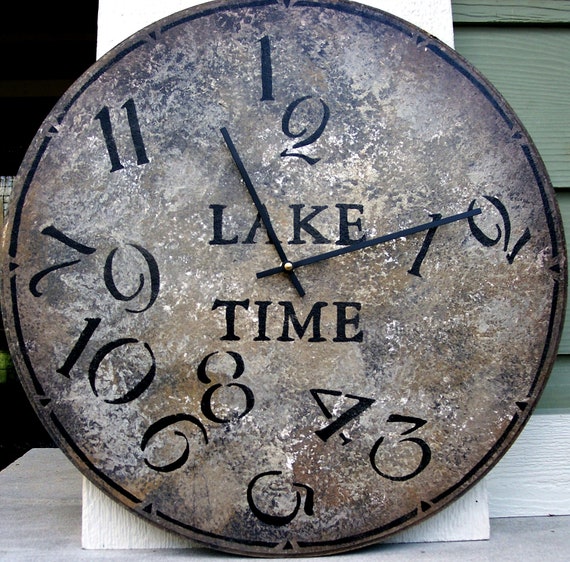 18 Inch LAKE TIME CLOCK in Bold Earthy Shades Highlighted with