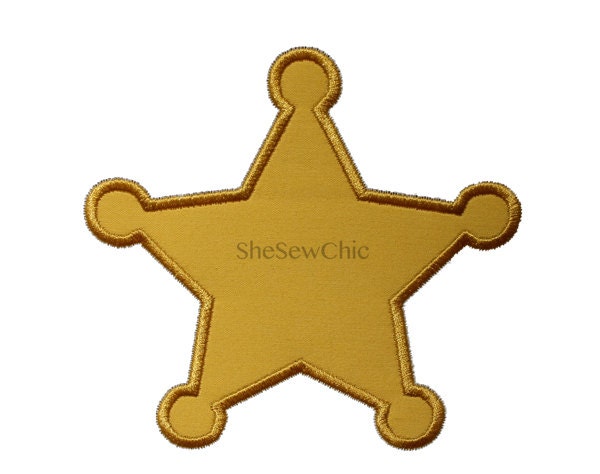 Sheriff Badge Deputy Star Digital Applique Embroidery Design