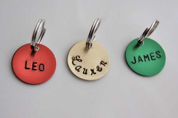 Items similar to Name tags, set of 3, custom name zipper pull/ id bag ...