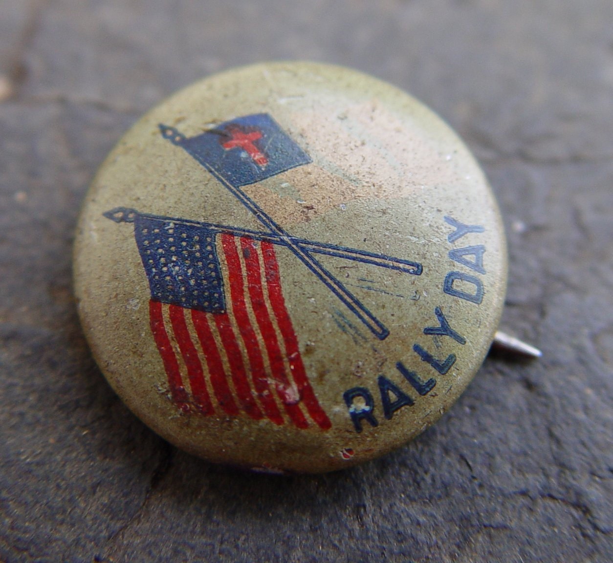 Circa 1920s Rally Day Pin American and Methodist by auntbeannie