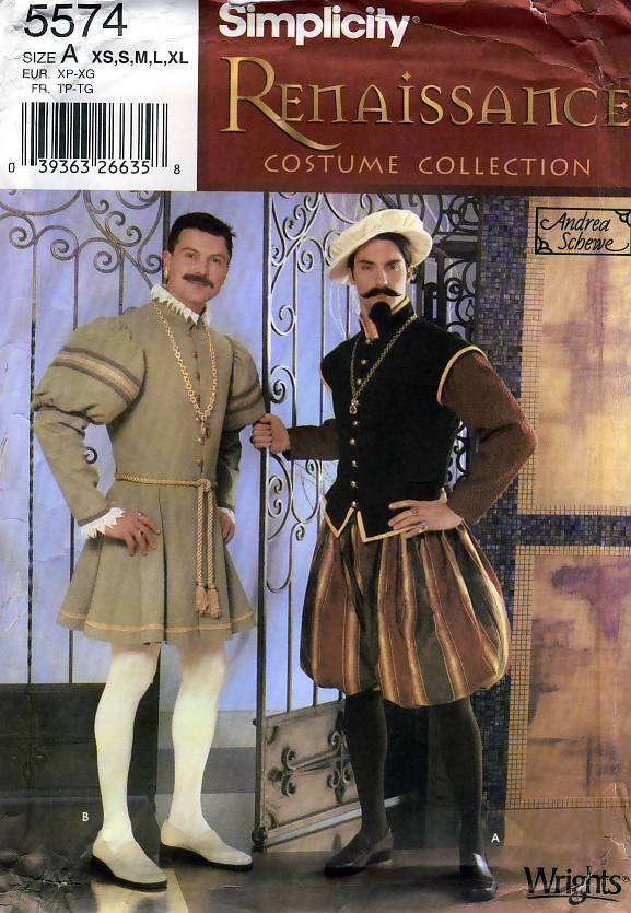 Simplicity 5574 Renaissance Men's Costumes Sewing Pattern