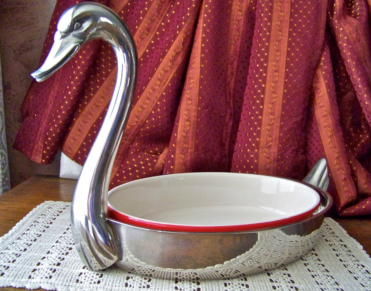 Vintage Swan Serving Dish Swan Centerpiece Chrome Swan Kitchenware ...