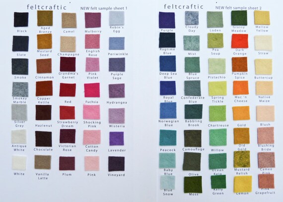 Felt Color Sample Sheet by Feltcraftic