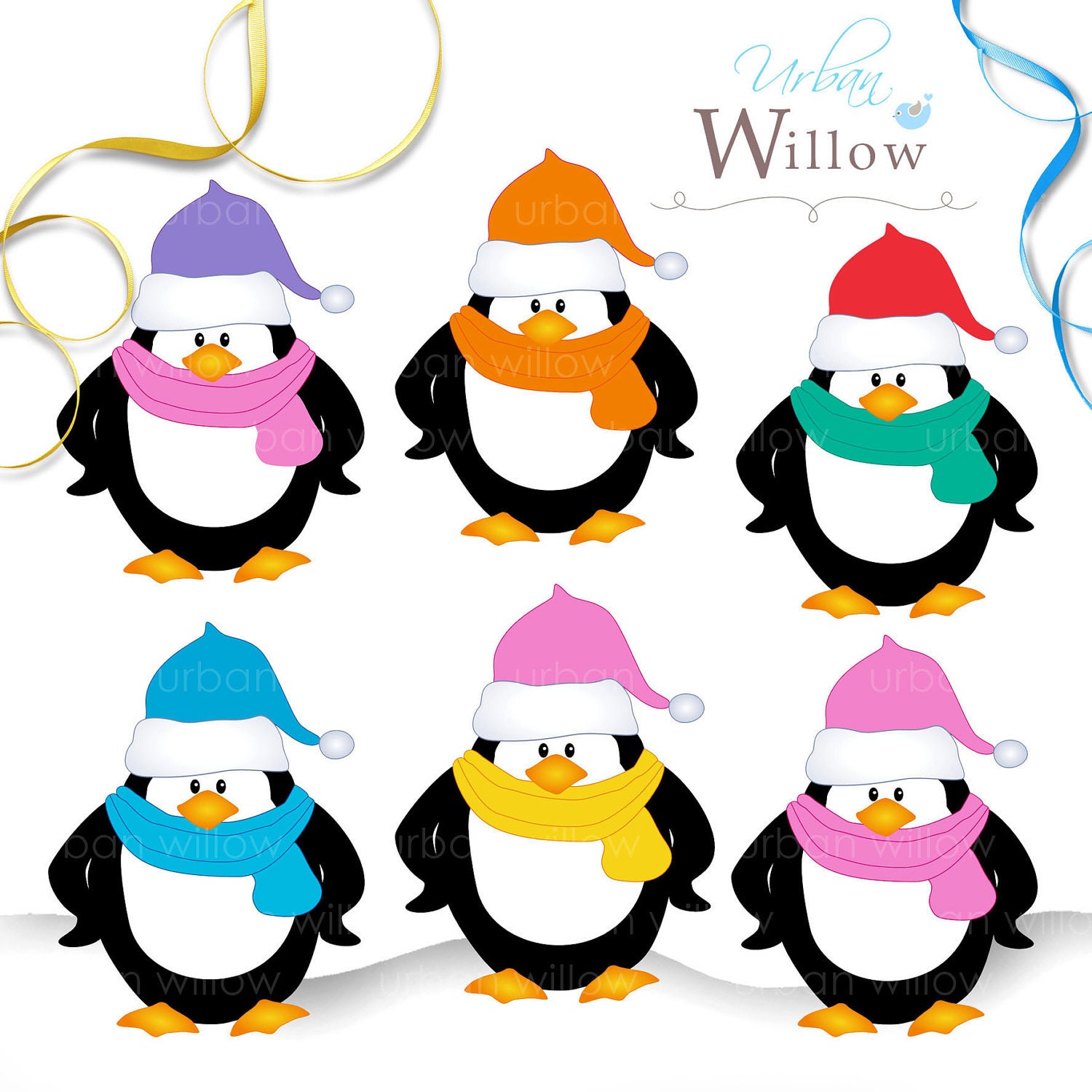 INSTANT DOWNLOAD PENGUINS Clip art for commercial by UrbanWillow