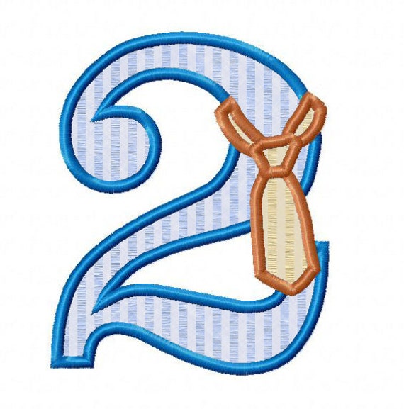 Necktie Applique Numbers Machine Embroidery Designs 4 Sizes