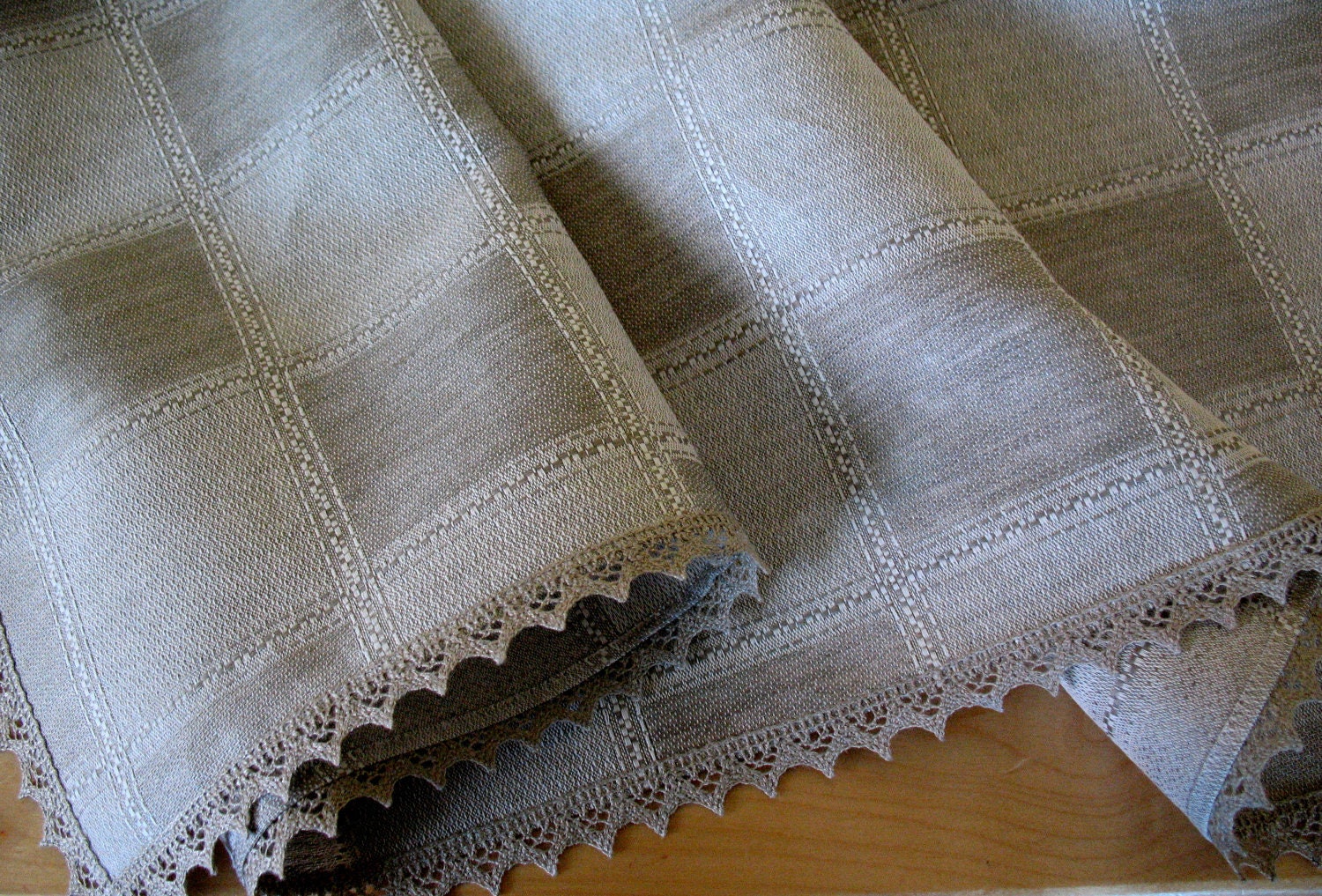 Linen Tablecloth Natural White Gray Green Linen by Initasworks