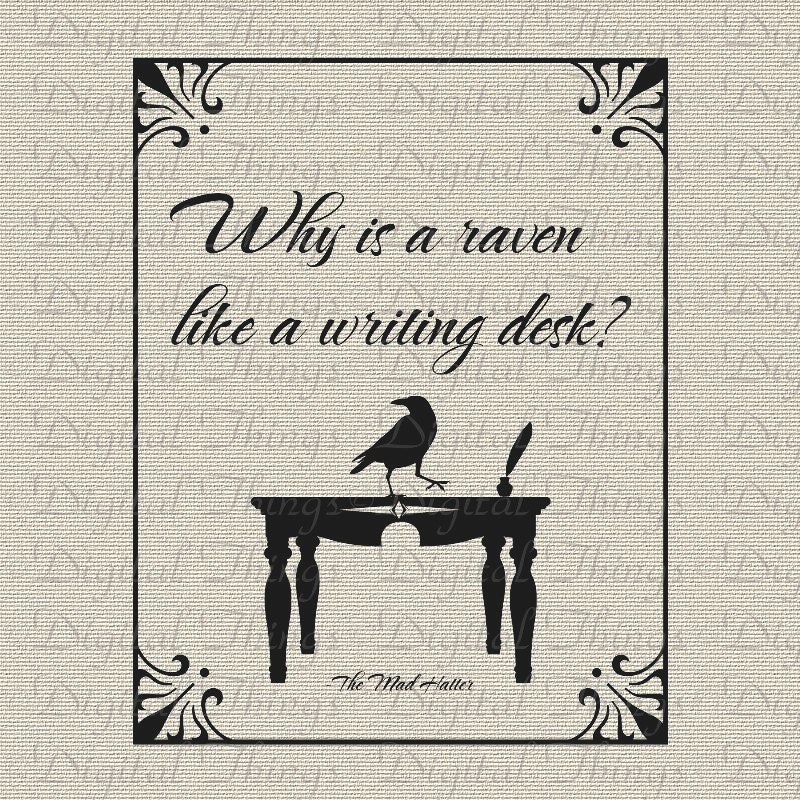 Alice In Wonderland Mad Hatter Raven Writing Desk Printable