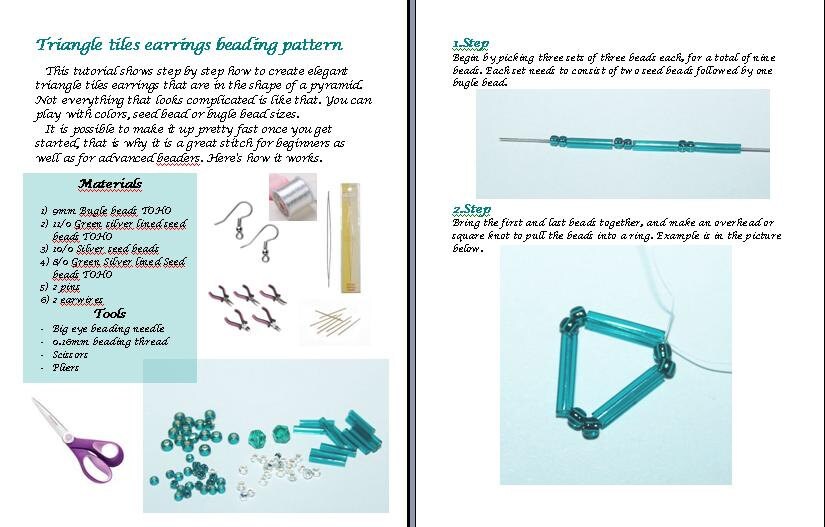 Triangle tile beading pattern tutorial PDF beading by Shinkabeads