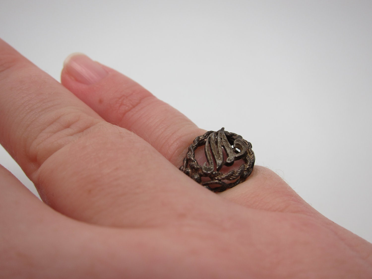 RESERVED FOR SAM Initial M Ring Monogram Silver by hensfeathers