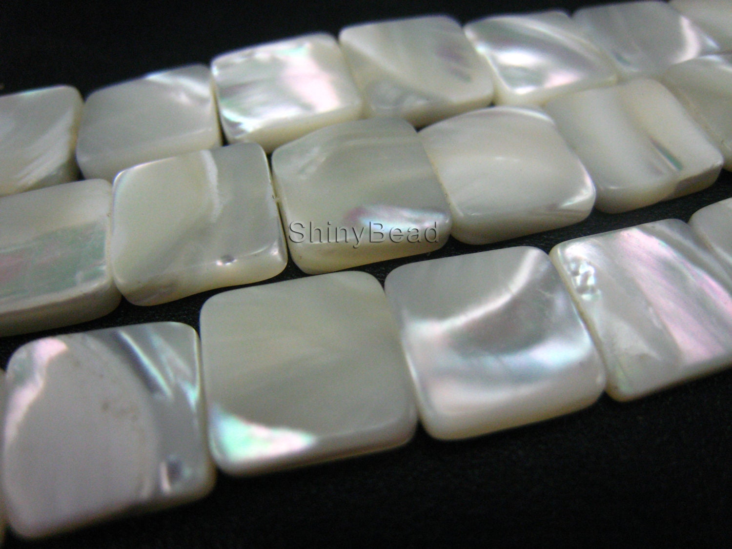 MOP flat square bead 10x10mm 15 inch strand | ShinyBead--gemstone beads ...