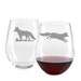 Fox Glass Set of 2 Sand carved sandblasted Choice of