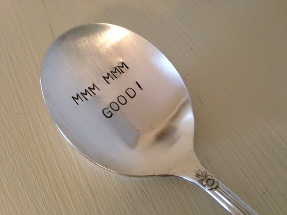MMMM MMMM Good vintage silverware hand stamped soup spoon