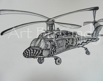 UH-1 Huey Helicopter by cre8iveart on Etsy