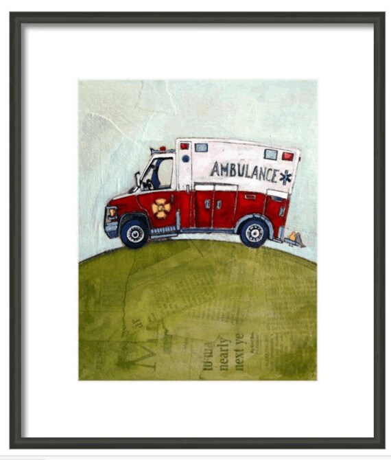 Items similar to Ambulance Art Print of Original Painting -- by Teresa ...