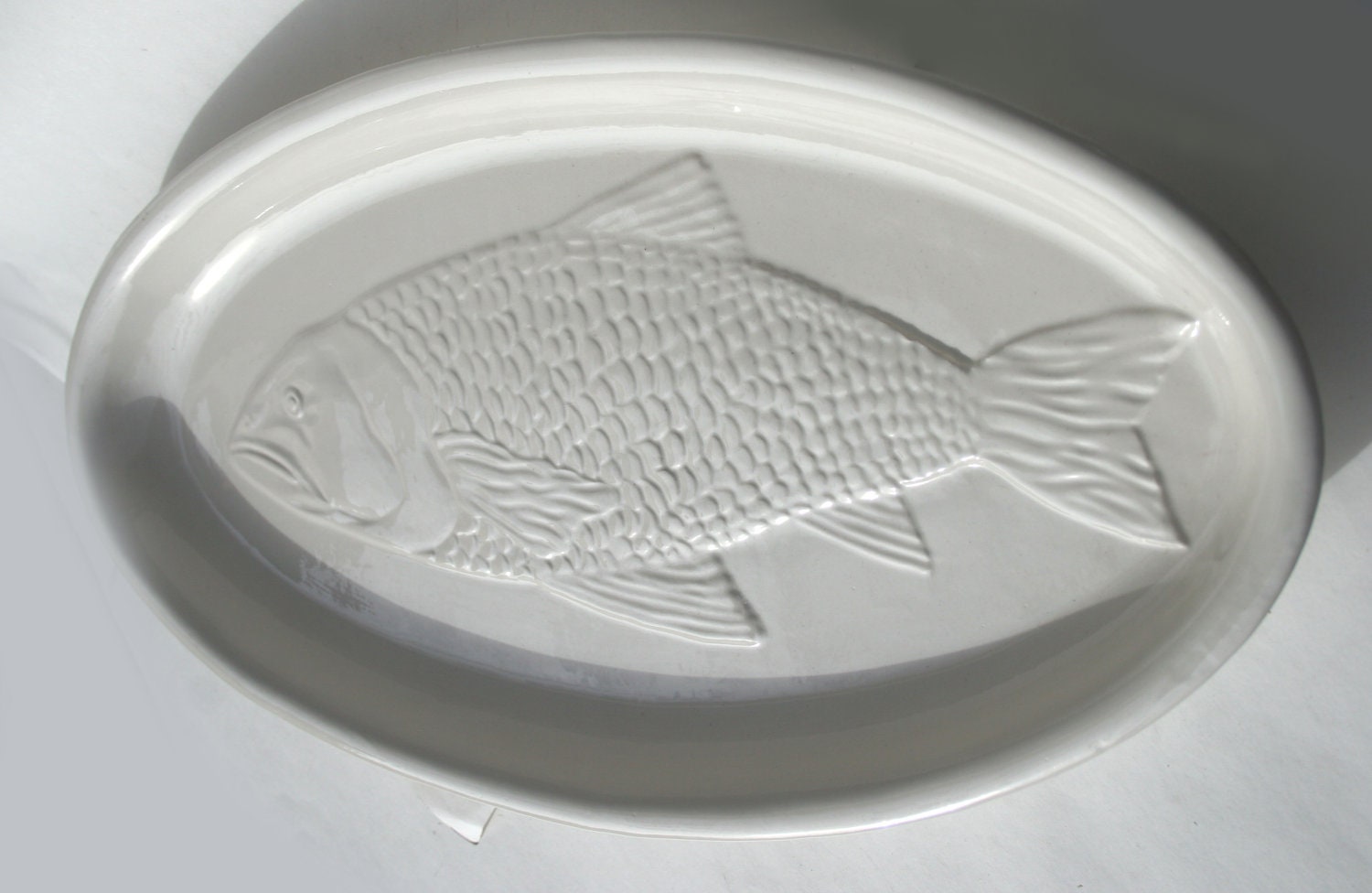 Vintage Fish Serving Platter Embossed Salmon Trout Sea Bass Design Made ...