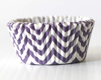 PURPLE Chevron Cupcake Liners Set of 40 Party Baking Cup