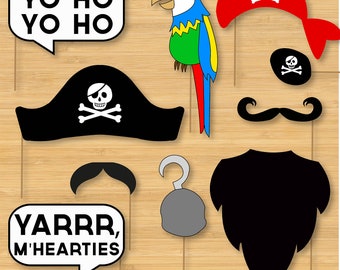 Pirate Photo Booth Props 13 pieces on a stick Birthdays