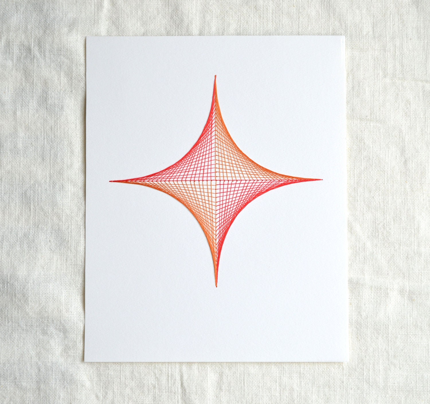 Geometric Embroidery Parabolic Geometric Wall Art Coral and