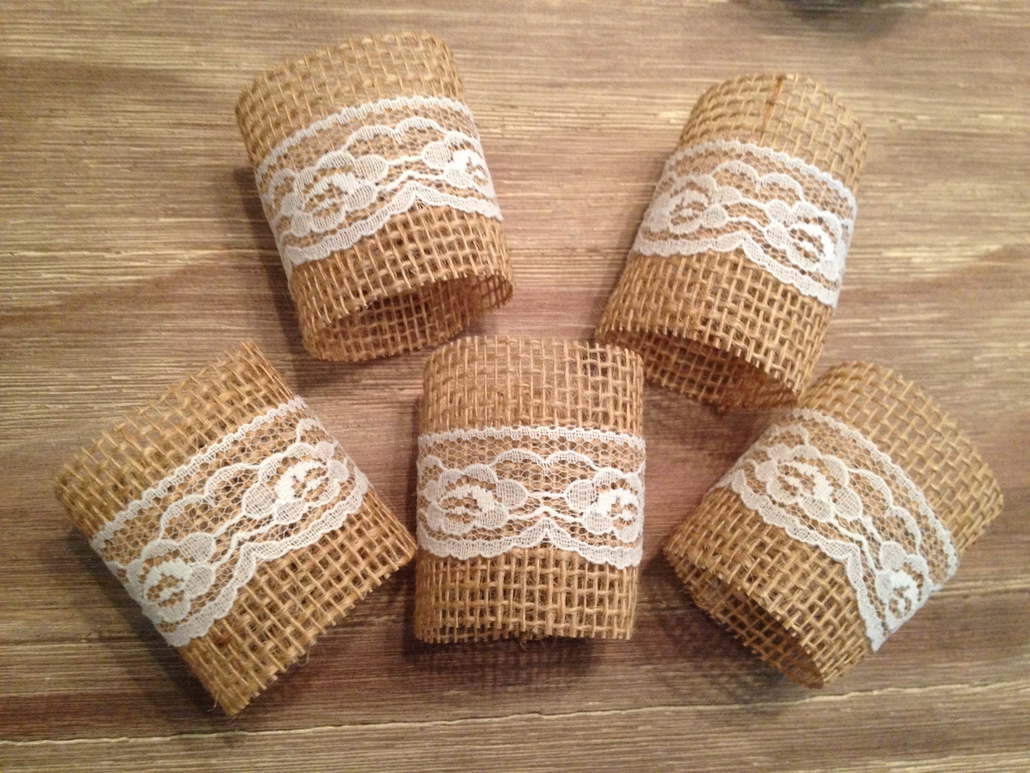 Items similar to Lace/Burlap napkin rings- MADE TO ORDER on Etsy