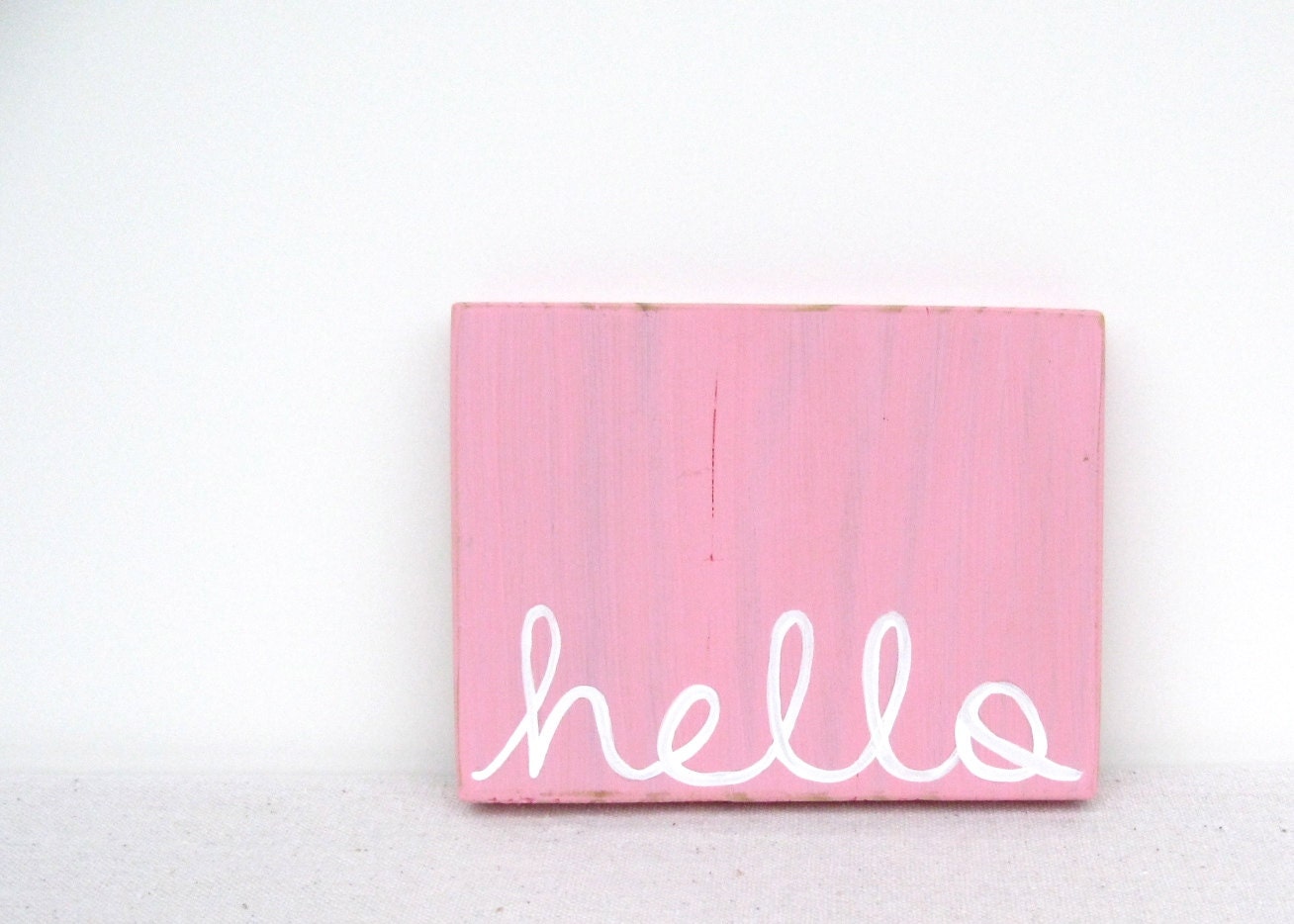 Pink and White Wooden Sign Hello Sign Light Pink and White