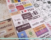 Items similar to Paper Collage Art Sticker Set // Message, Graffiti ...