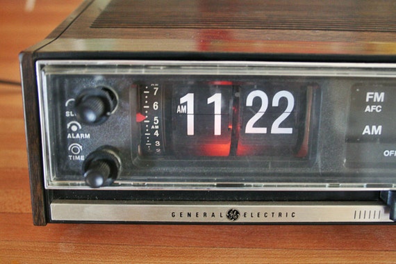 Vintage 1970s GE Flip Clock Alarm Clock Radio by WheatStateVintage