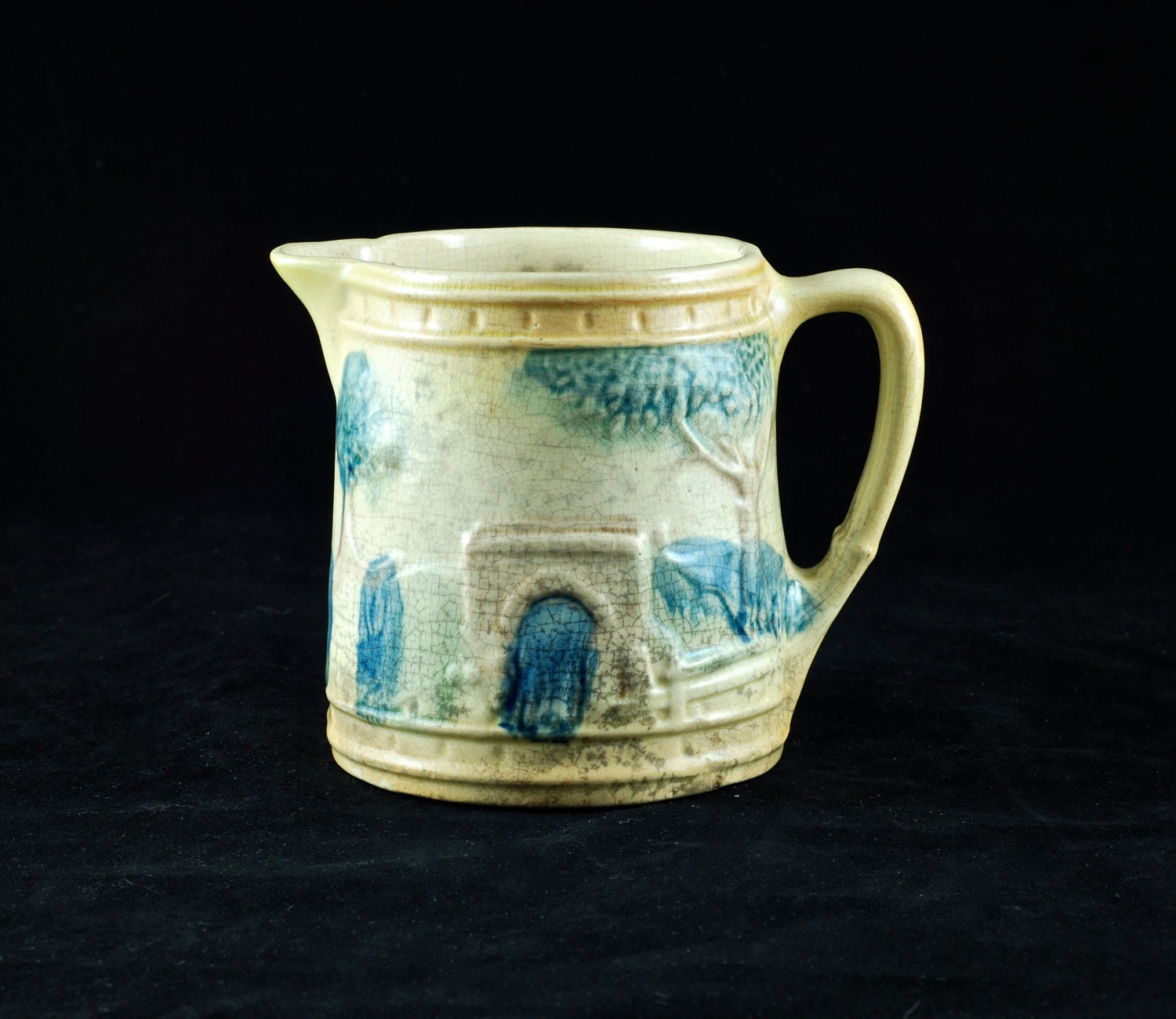 Antique Roseville Pottery Stoneware Pitcher The Bridge