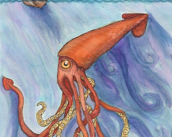 Giant squid painting | Etsy