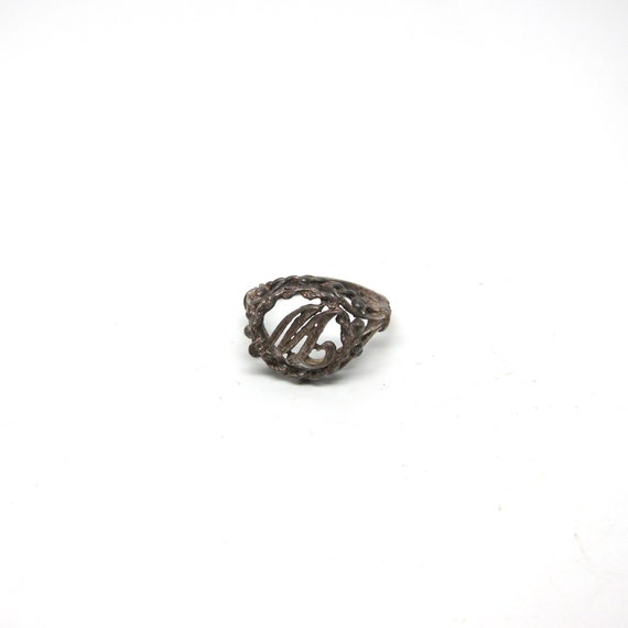 Initial M Ring Monogram Silver Vintage W Ring by hensfeathers
