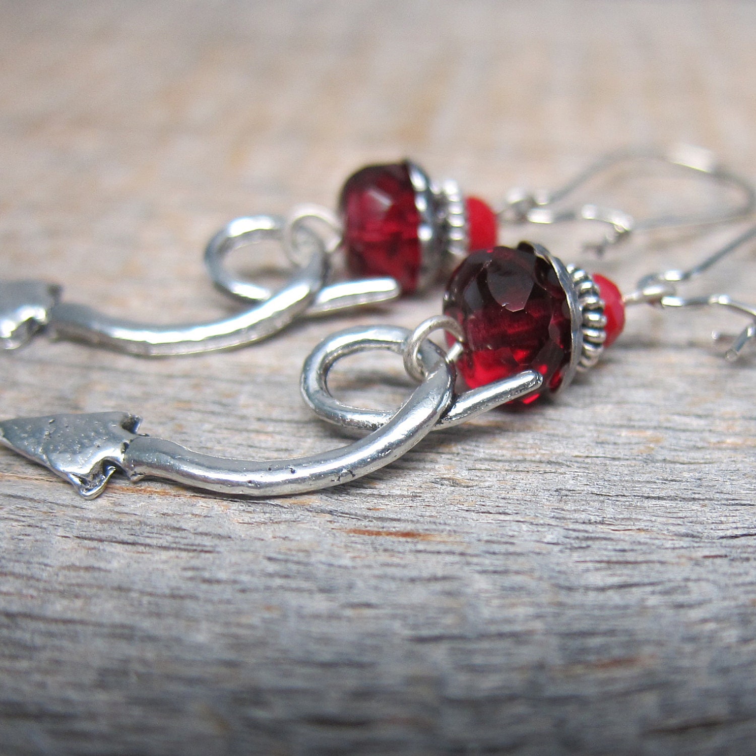Devilish Earrings ... Impish Devil Tails with Red Fire Polish