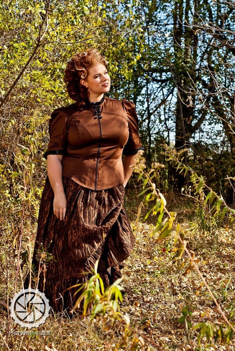 Steampunk Blouse Plus Size High Neck by KMKDesignsllc on Etsy