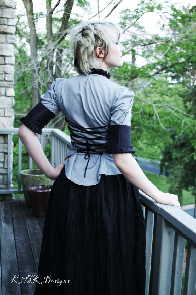 Steampunk Blouse Plus Size High Neck by KMKDesignsllc on Etsy