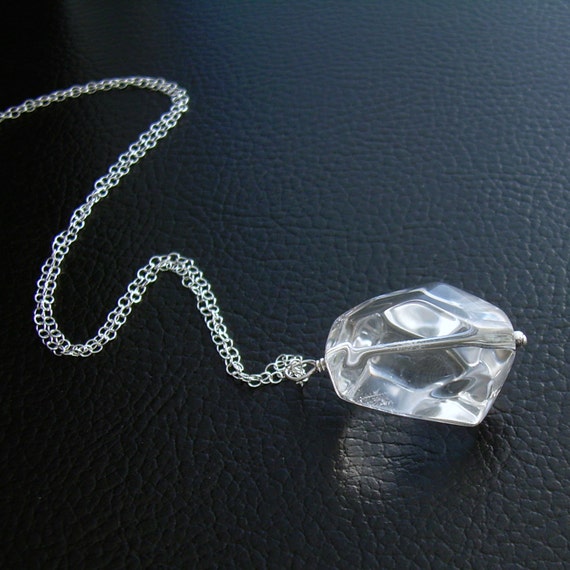 Clear Quartz Crystal Necklace Rock Crystal Jewelry by cindylouwho2