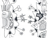 Items similar to Fun Funky Original Drawing on Etsy