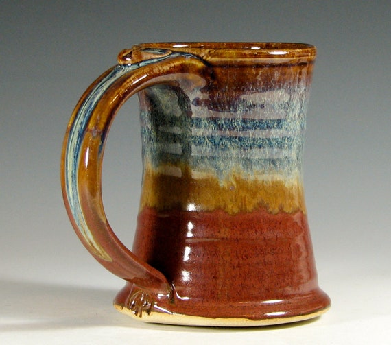 Ceramic coffee mug beer tankard stein cup glazed in brick