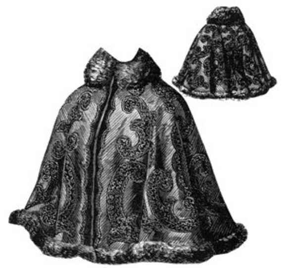 Victorian Ladies 1897 Cape w/Fitted Back Fur Trim Costume