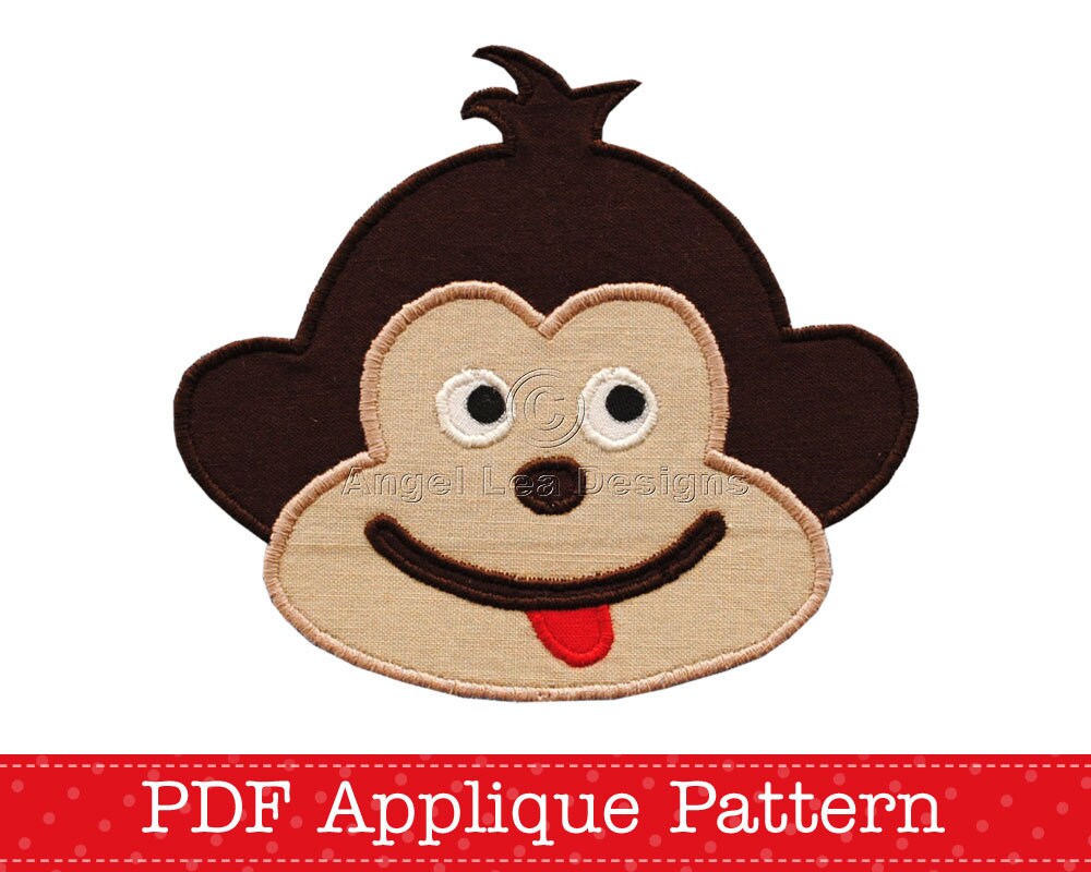 Cheeky Monkey Applique Template Animal DIY PDF Pattern by