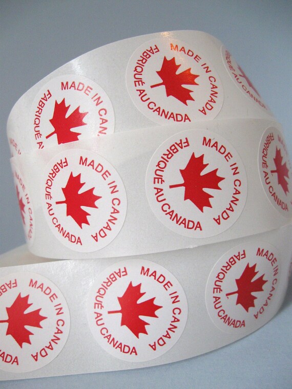 50 Made In Canada Labels round sticker tags 1 XS100