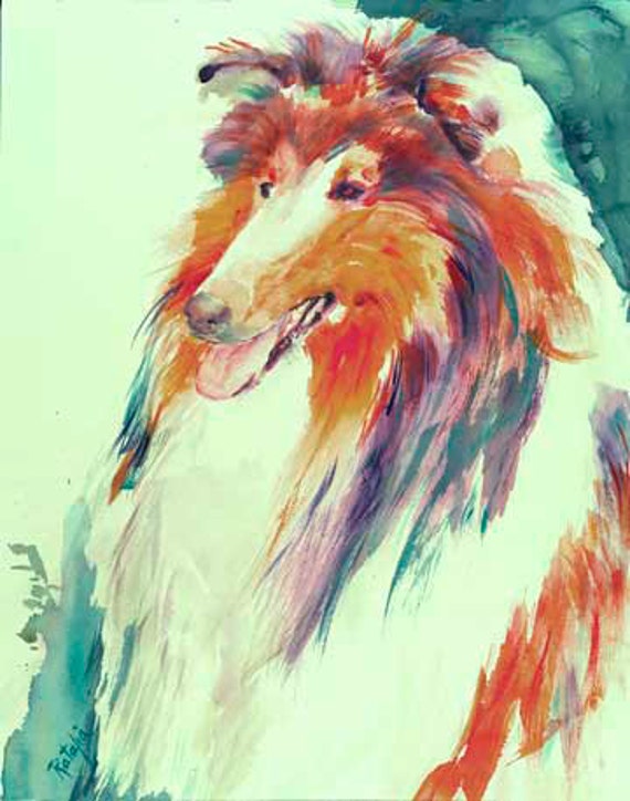 COLLIE watercolor dog print SIGNED by the Artist Carol Ratafia